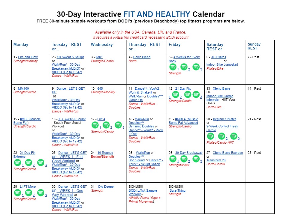 Free 30-Day Workouts - Eliana Dukes' Healthy Body and Business